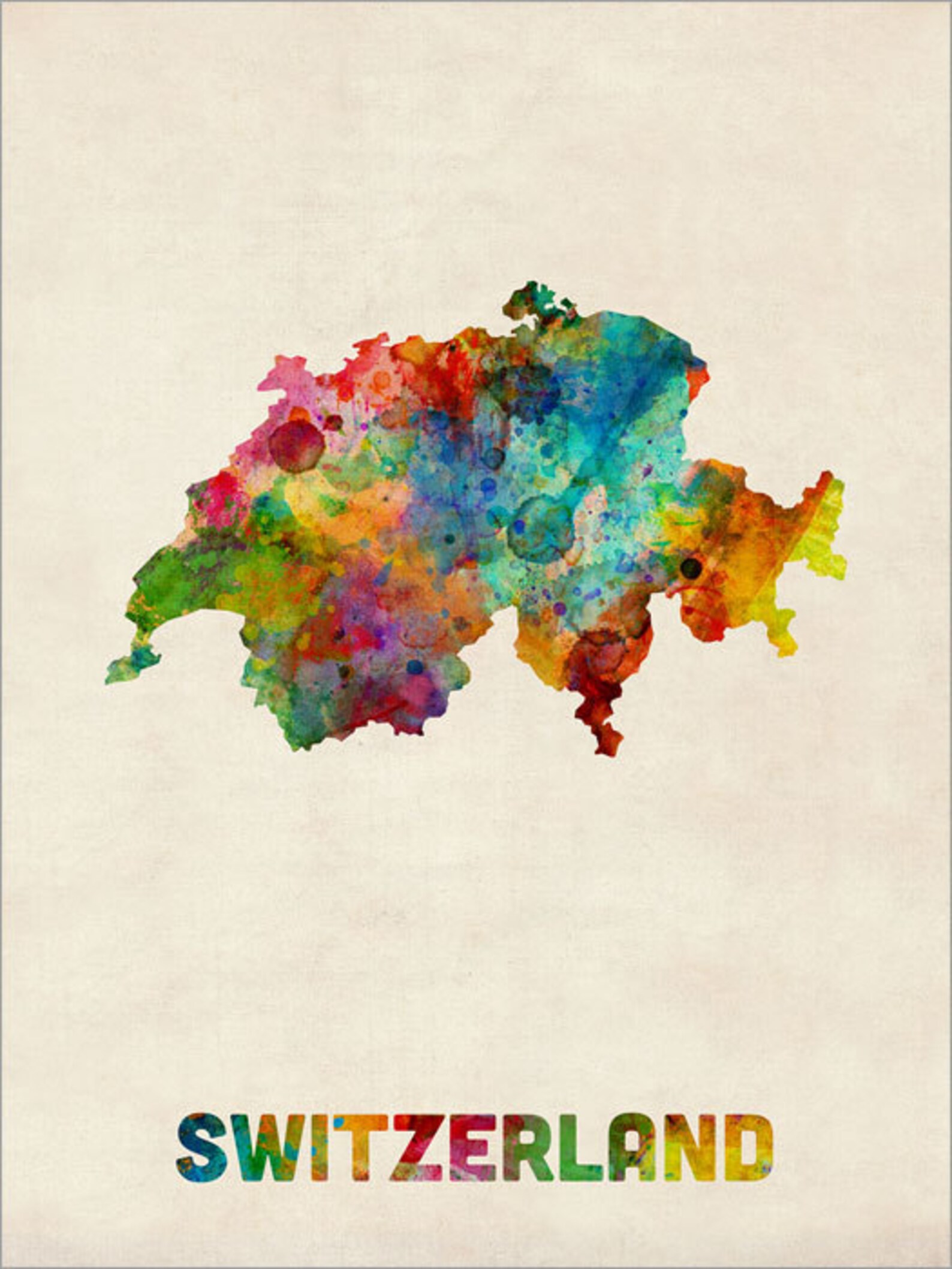 Switzerland Watercolor Map Art Print 1105 - Etsy