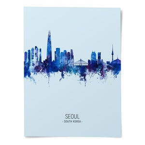 Seoul Skyline, South Korea Cityscape Art Print Poster Portrait - PX ...
