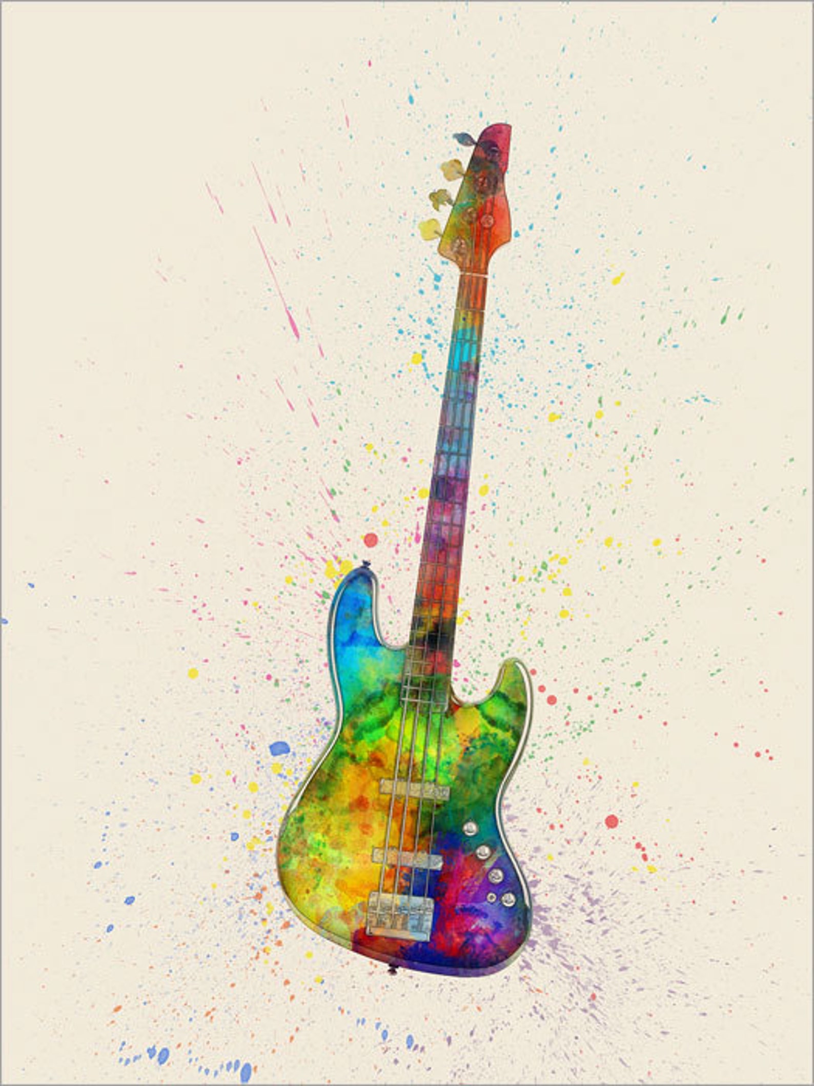 Electric Bass Guitar Abstract Watercolor Music Instrument Art | Etsy
