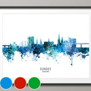 Dundee Skyline Scotland Cityscape Art Poster Print Blue Red - Etsy