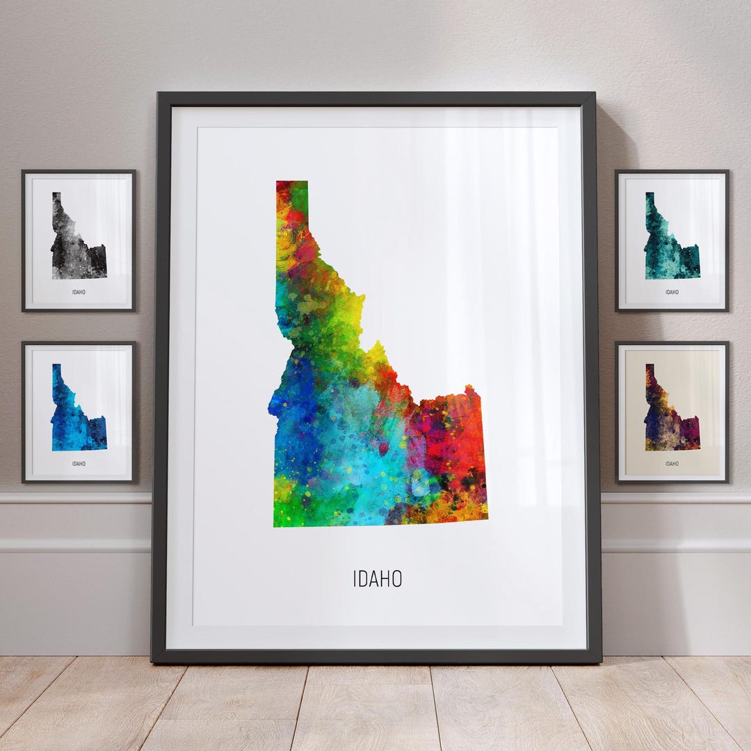 Idaho Map, US State Watercolour Painting Art Print Poster MX (30978) - Etsy