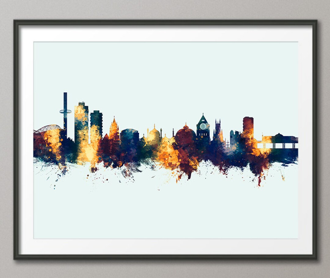 Brighton Skyline, Brighton England Cityscape Art Print 15995 - Etsy