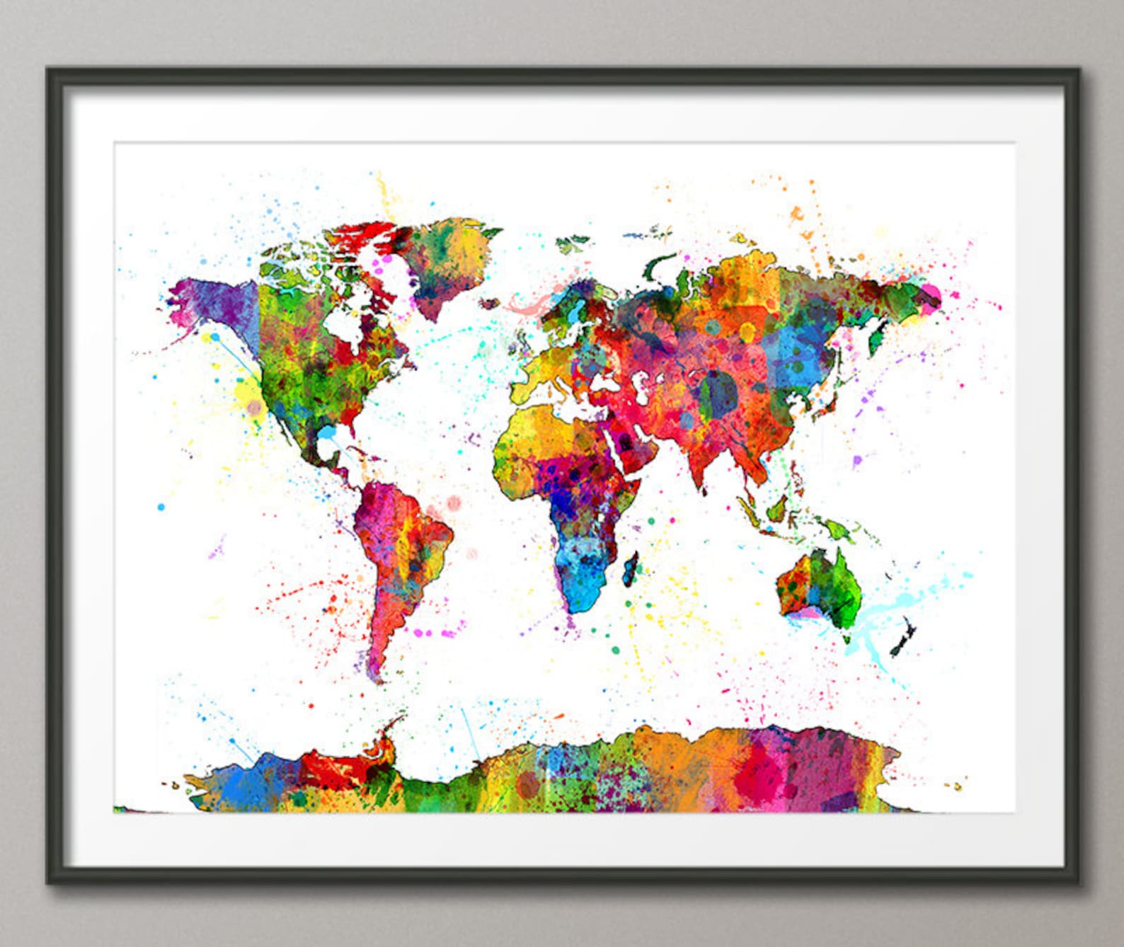 Watercolor Map of the World Map Art Print 1151 - Etsy