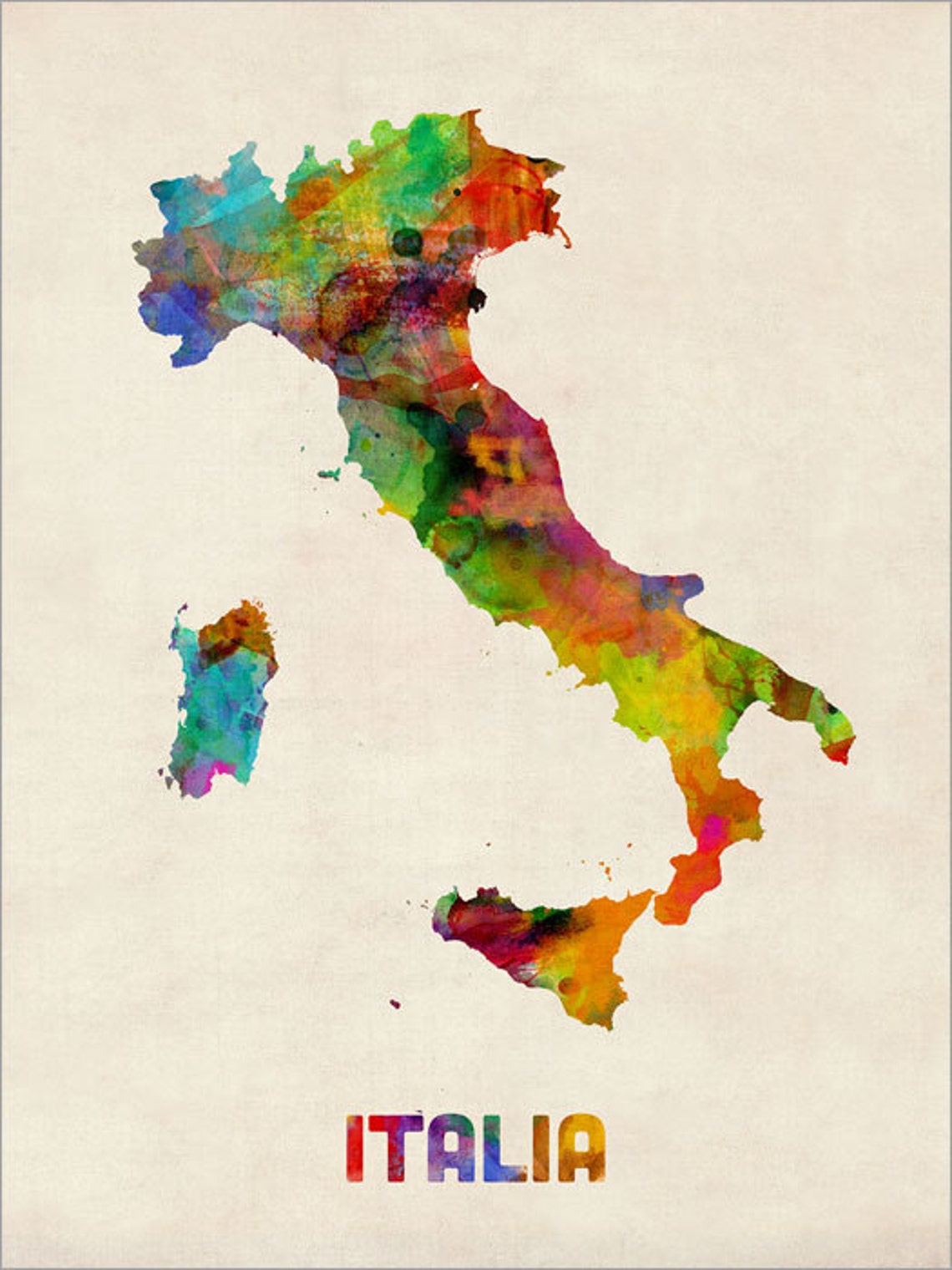 Italy Watercolor Map Italia Map Art Print 433 | Etsy