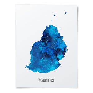 Mauritius Map, Watercolour Painting Art Print Poster, Portrait - MX ...