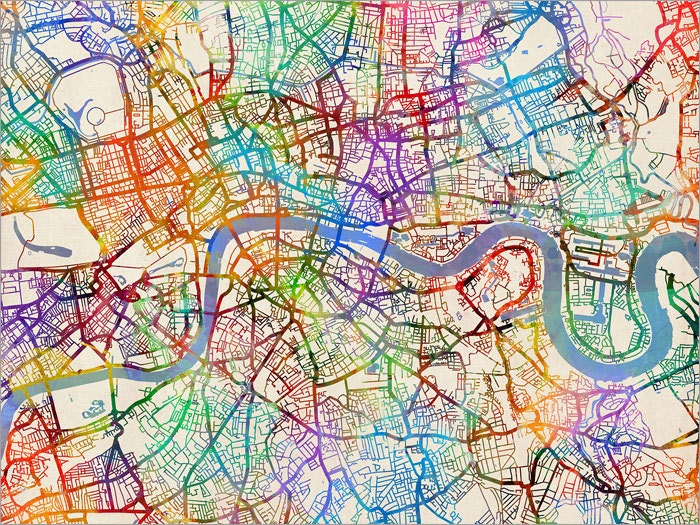 London Map Art Print Street Map of London England 2063 | Etsy