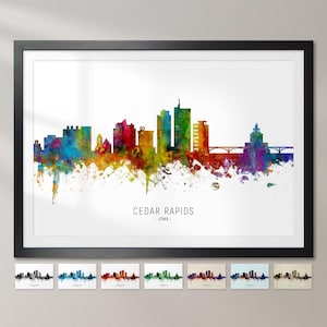 Cedar Rapids Skyline Iowa, Cityscape Painting Art Print Poster CX (6698 ...