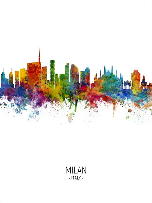 Milan Skyline Milan Italy Cityscape Art Print Poster Portrait - Etsy