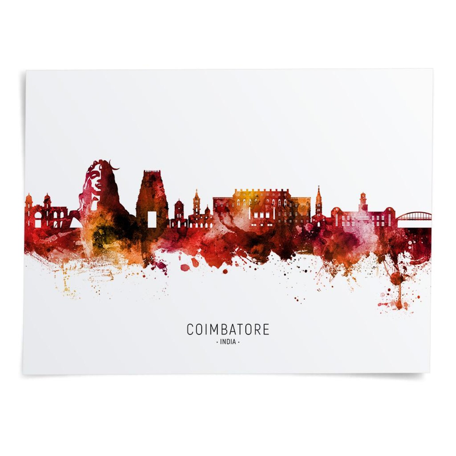 Coimbatore Skyline India, Cityscape Painting Art Print Poster CX (26256 ...