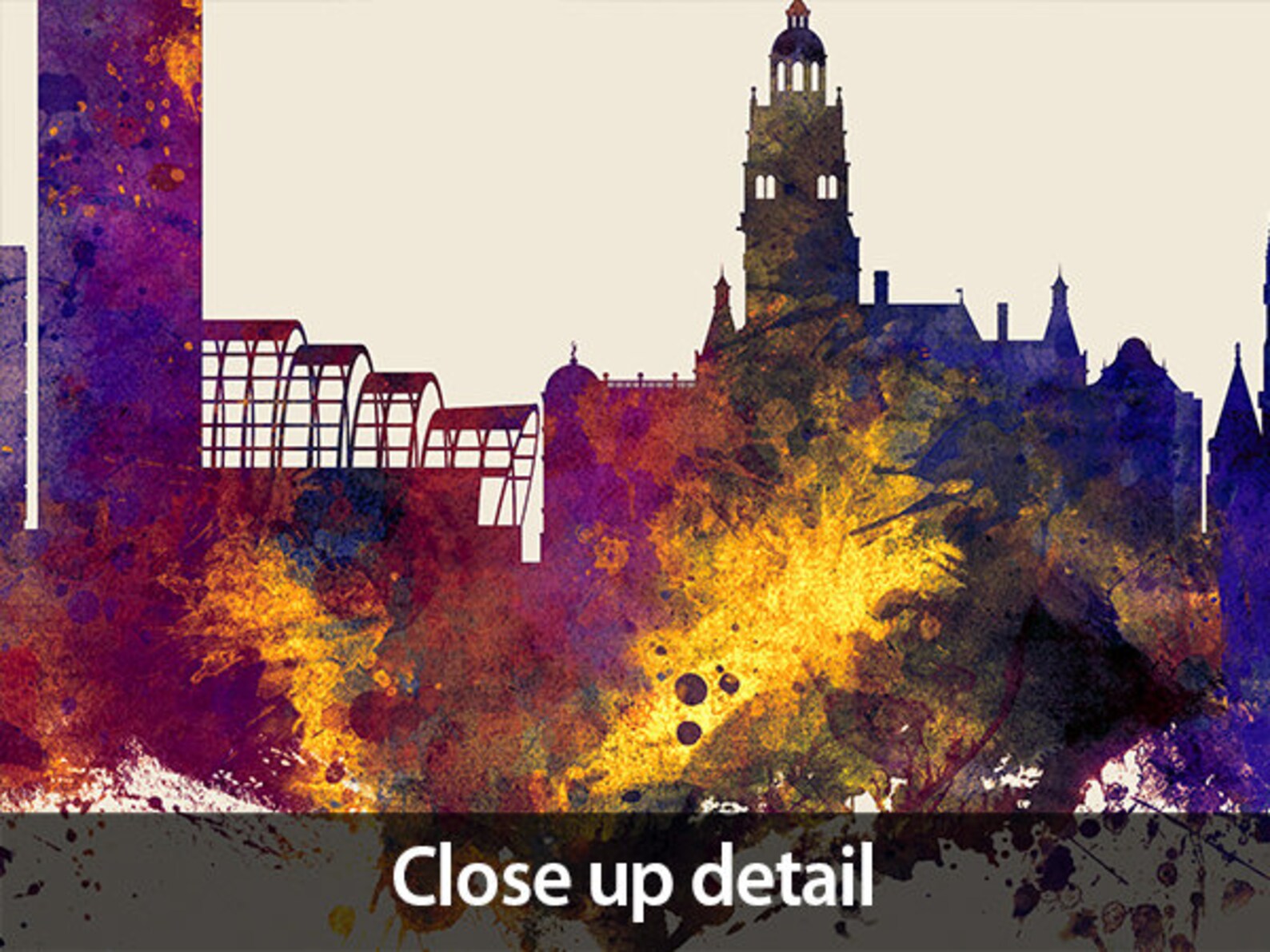 Sheffield Skyline England Cityscape Painting Art Print Poster - Etsy