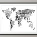Typography Text Map of the World Map Art Print 909 | Etsy