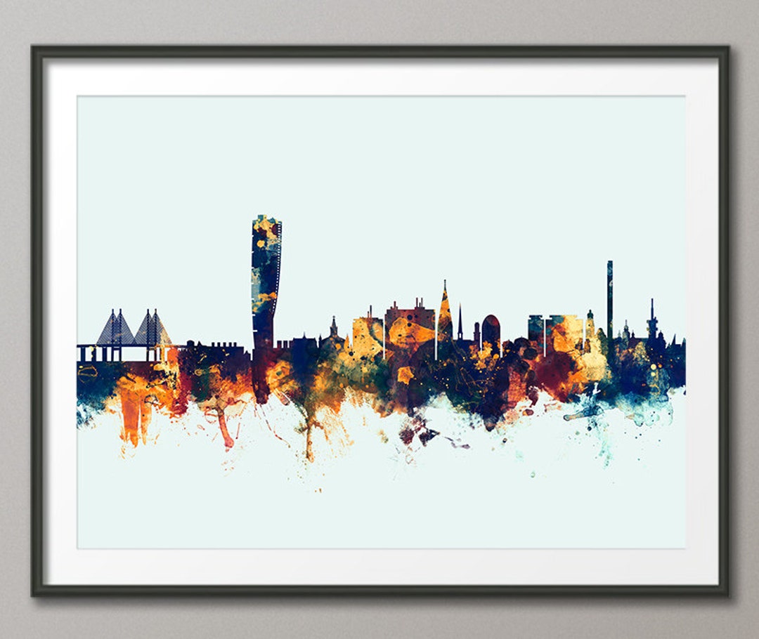 Malmo Skyline, Malmo Sweden Cityscape Art Print 2375 - Etsy