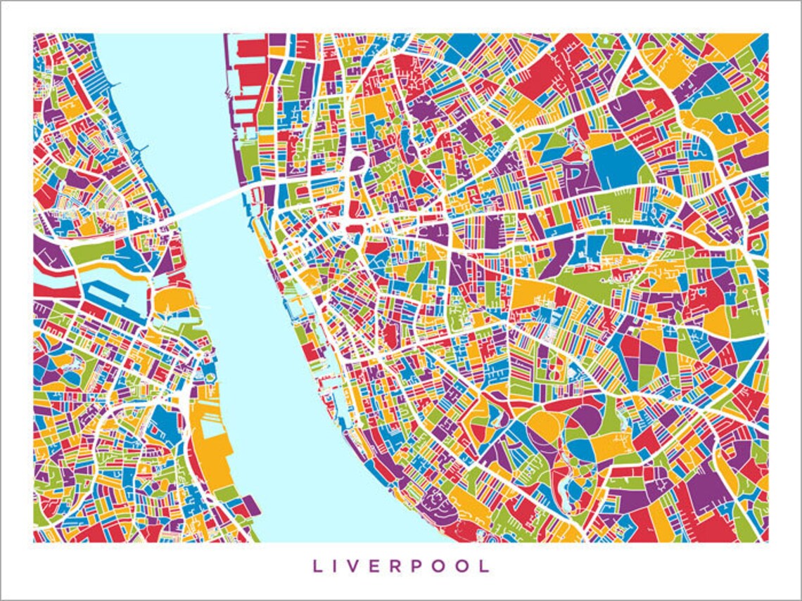 Liverpool Map Liverpool England City Street Map Art Print - Etsy UK