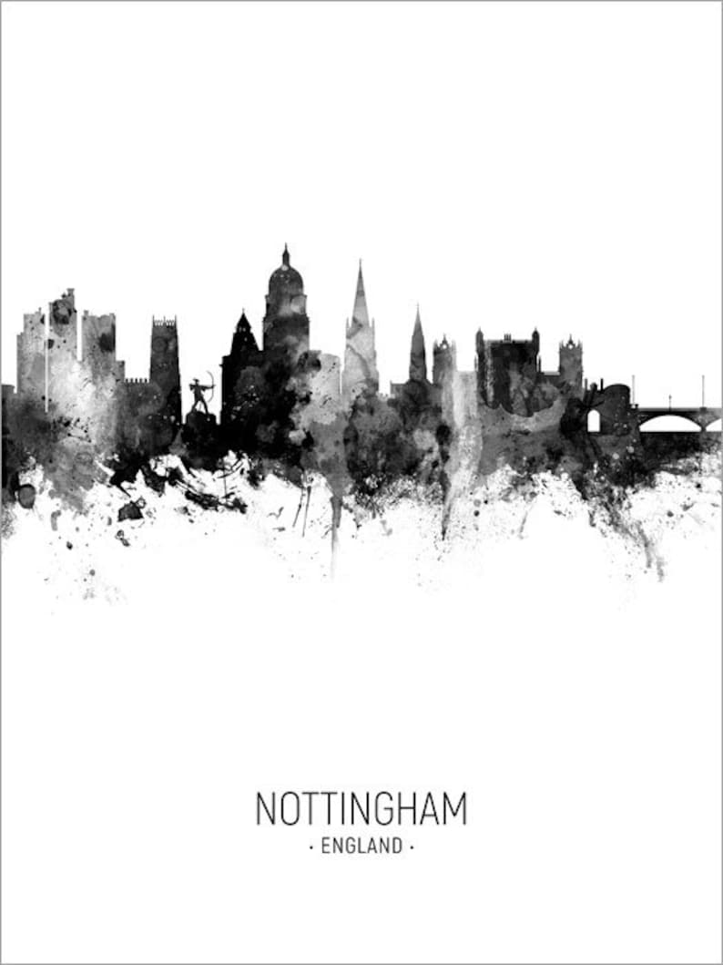 Nottingham Skyline Nottingham England Cityscape Art Print | Etsy