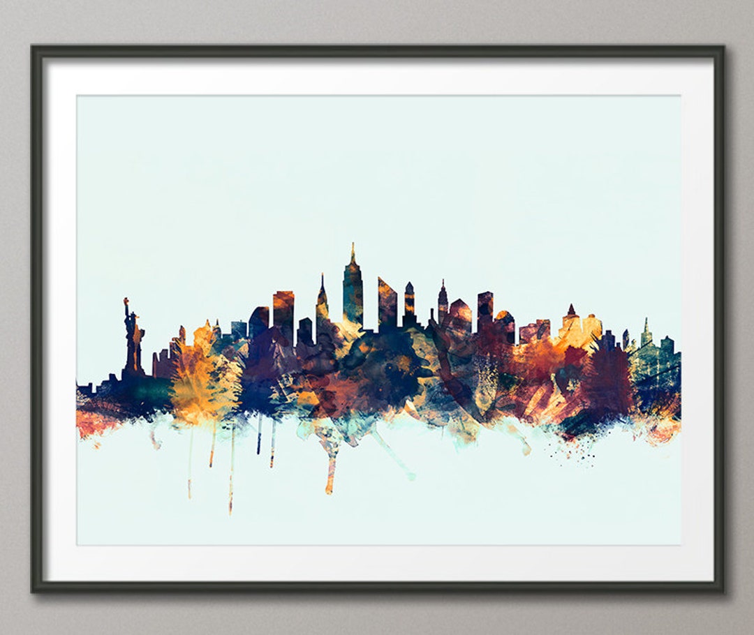 New York Skyline, NYC Cityscape Art Print 1618 - Etsy