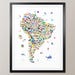 Animal Map of South America, Map for Children and Kids, Art Print ...