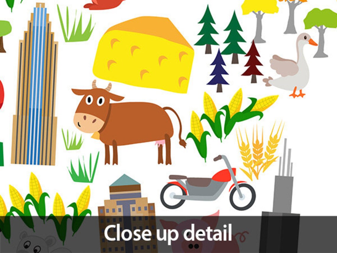 Animal Map of the United States for Children and Kids, USA Map, Art ...