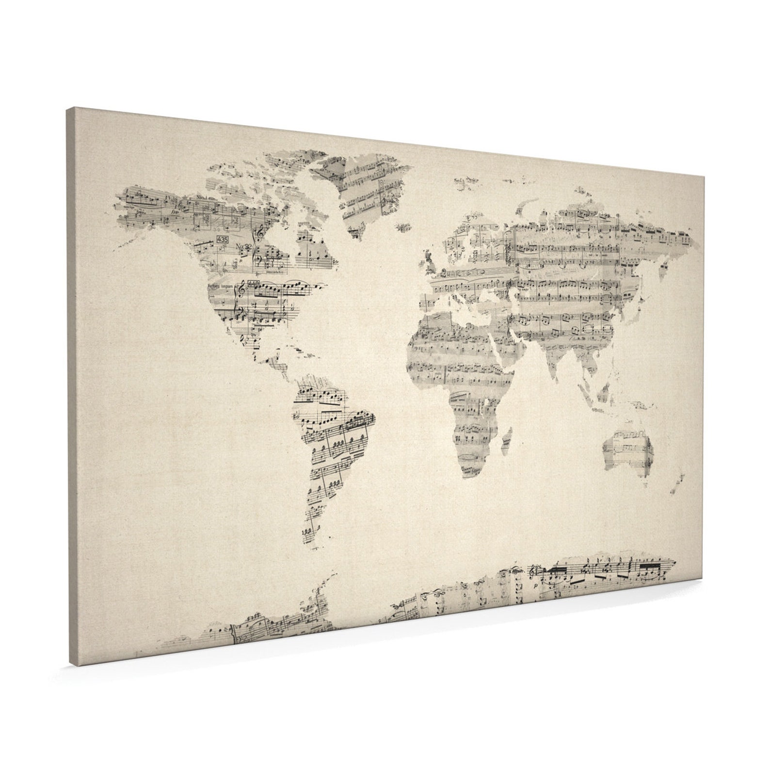 World Map Sheet Music Canvas Sheet Music World Map Box Canvas | Etsy