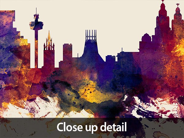 Liverpool Skyline England Cityscape Painting Art Print Poster | Etsy