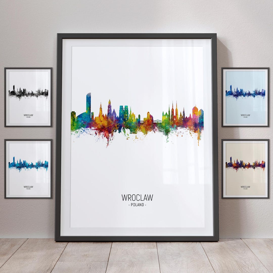 Wroclaw Skyline, Wroclaw Poland Cityscape Art Print Poster Portrait PX ...