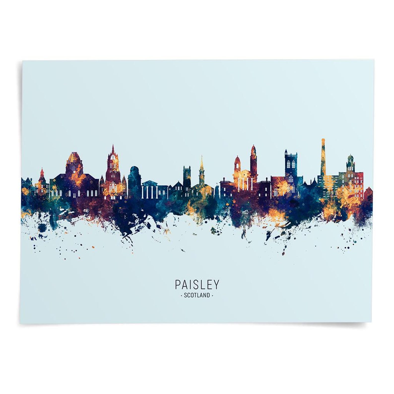 Paisley Skyline, Paisley Scotland Cityscape Art Print Poster CX (24197 ...
