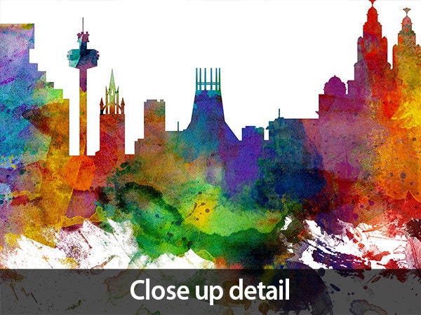 Liverpool Skyline England Cityscape Painting Art Print Poster - Etsy