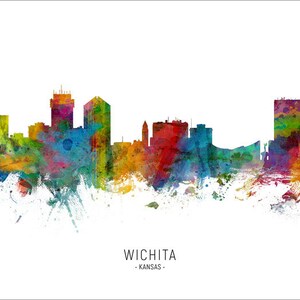 Wichita Skyline Kansas, Cityscape Painting Art Print Poster CX 6654 - Etsy