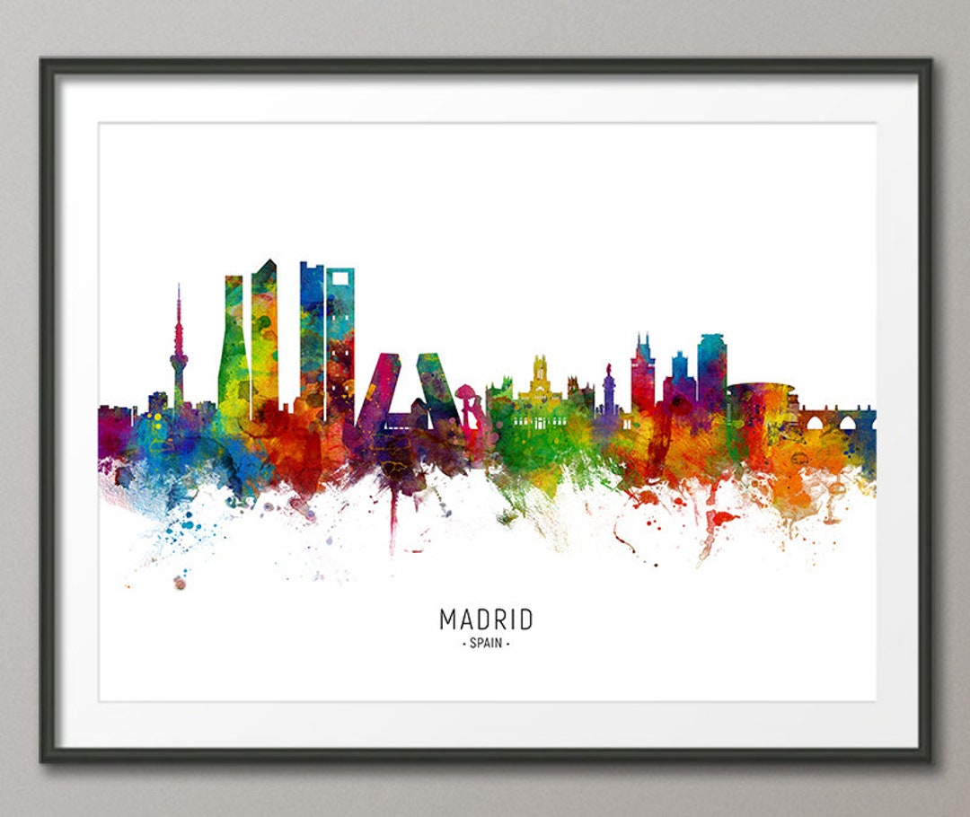 Madrid Skyline Spain, Cityscape Painting Art Print Poster CX 6510 - Etsy