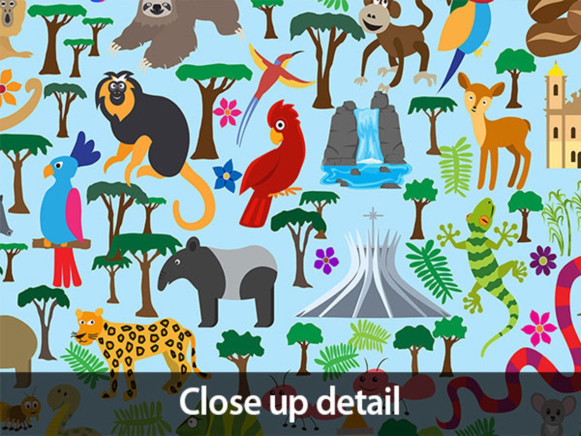 Animal Map of South America Map for Children and Kids Art | Etsy