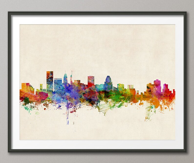 Baltimore Skyline Baltimore Maryland Cityscape Art Print - Etsy