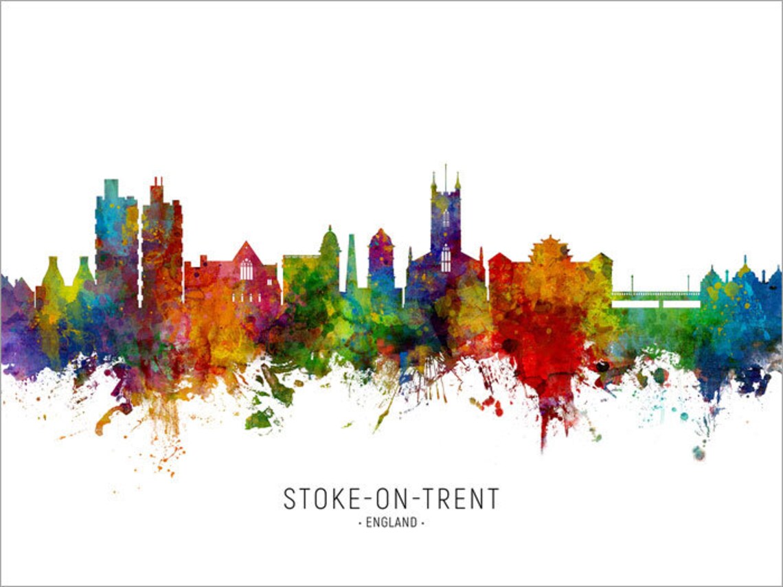Stoke-on-trent Skyline England Cityscape Painting Art Print - Etsy UK