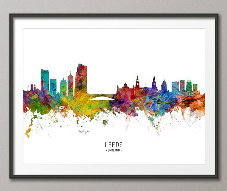 Leeds Skyline England Cityscape Painting Art Print Poster CX | Etsy