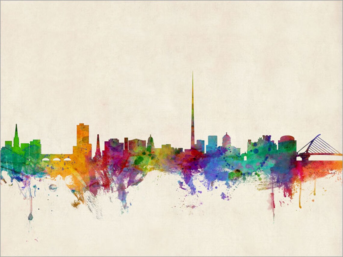 Dublin Skyline, Dublin Ireland (eire) Cityscape Art Print (318) - Etsy UK