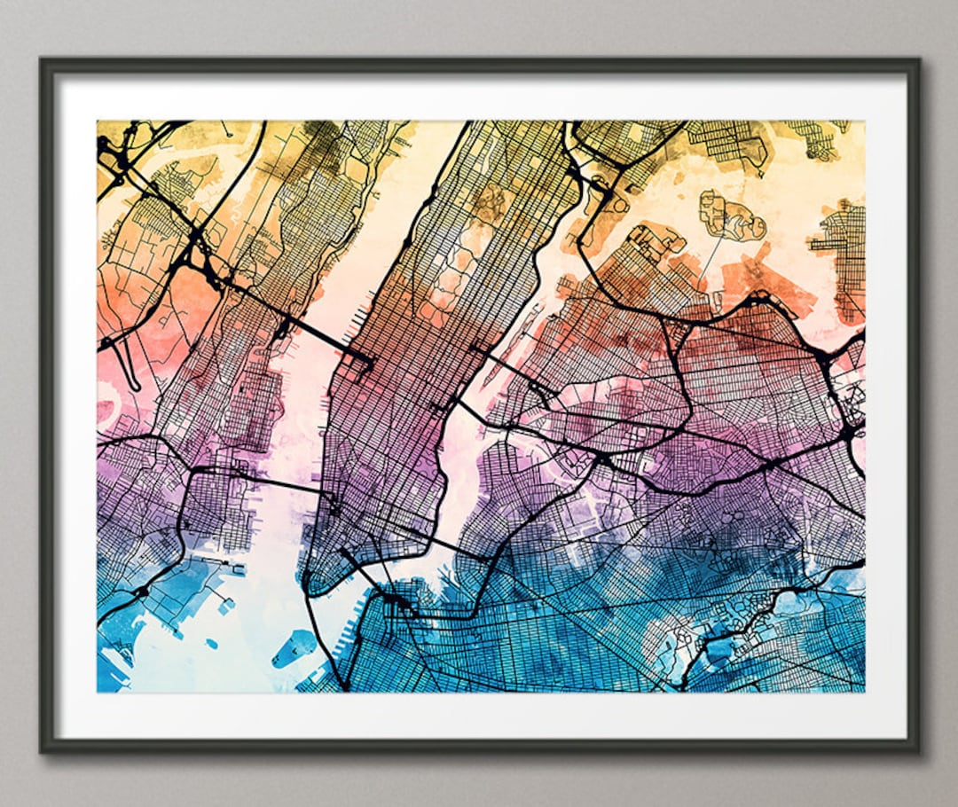 Manhattan, New York City Street Map USA, Art Print (2079) - Etsy