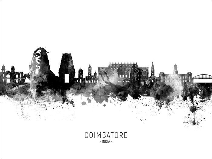 Coimbatore Skyline Coimbatore India Cityscape Art Print - Etsy UK