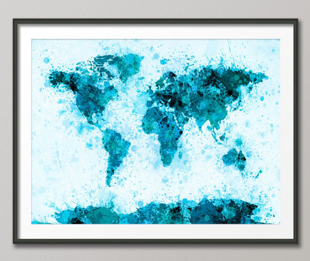 Paint Splashes Map of the World Map, Art Print 797 - Etsy