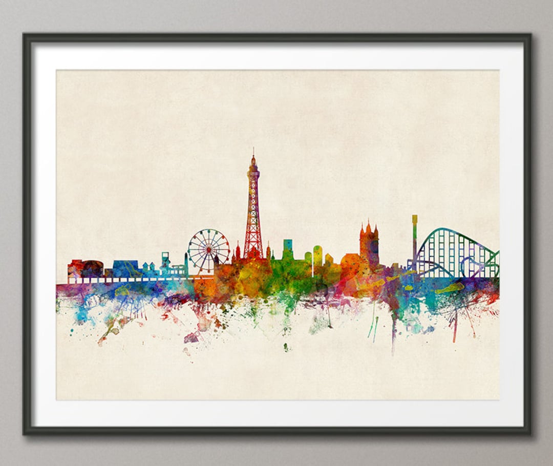 Blackpool Skyline, Blackpool England Cityscape Art Print (1891) - Etsy