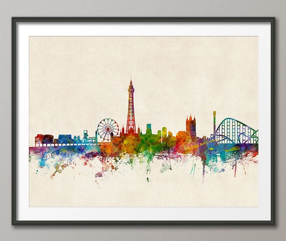 Blackpool Skyline Blackpool England Cityscape Art Print | Etsy