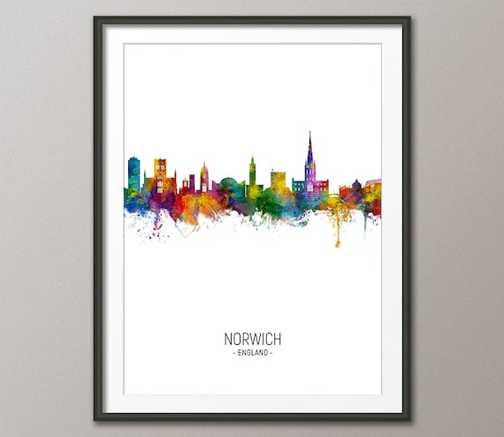 Norwich Skyline Norwich England Cityscape Art Print Poster | Etsy
