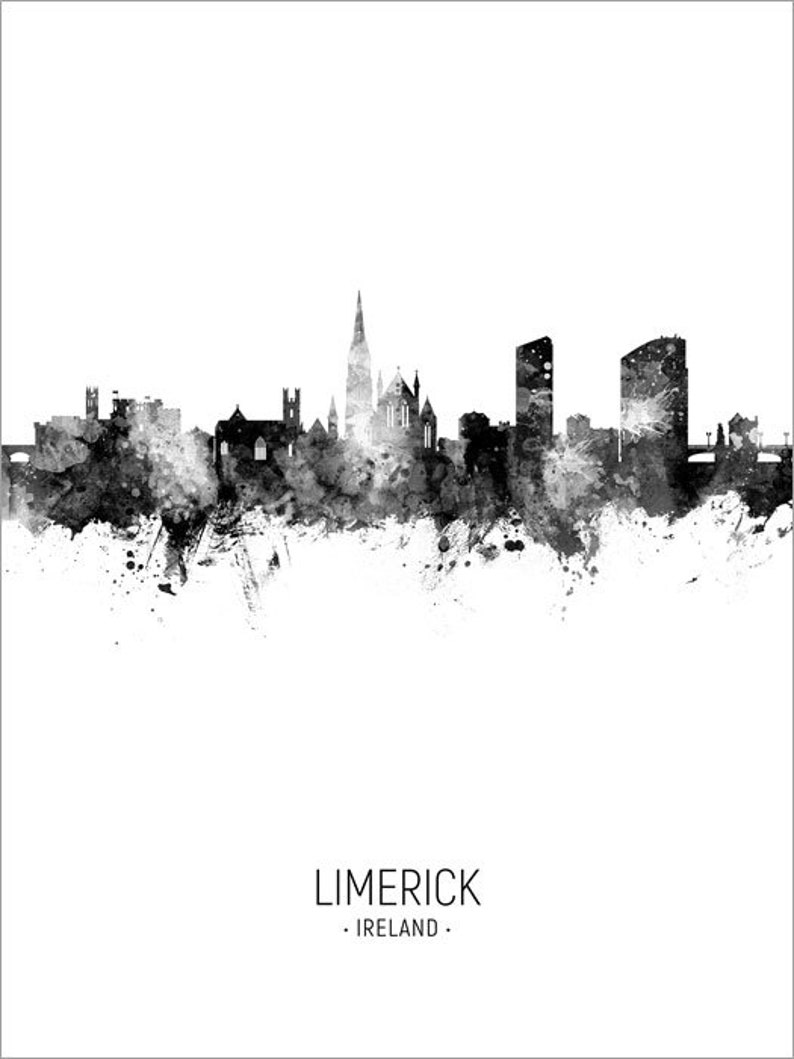 Limerick Skyline Limerick Ireland Cityscape Art Print Poster | Etsy