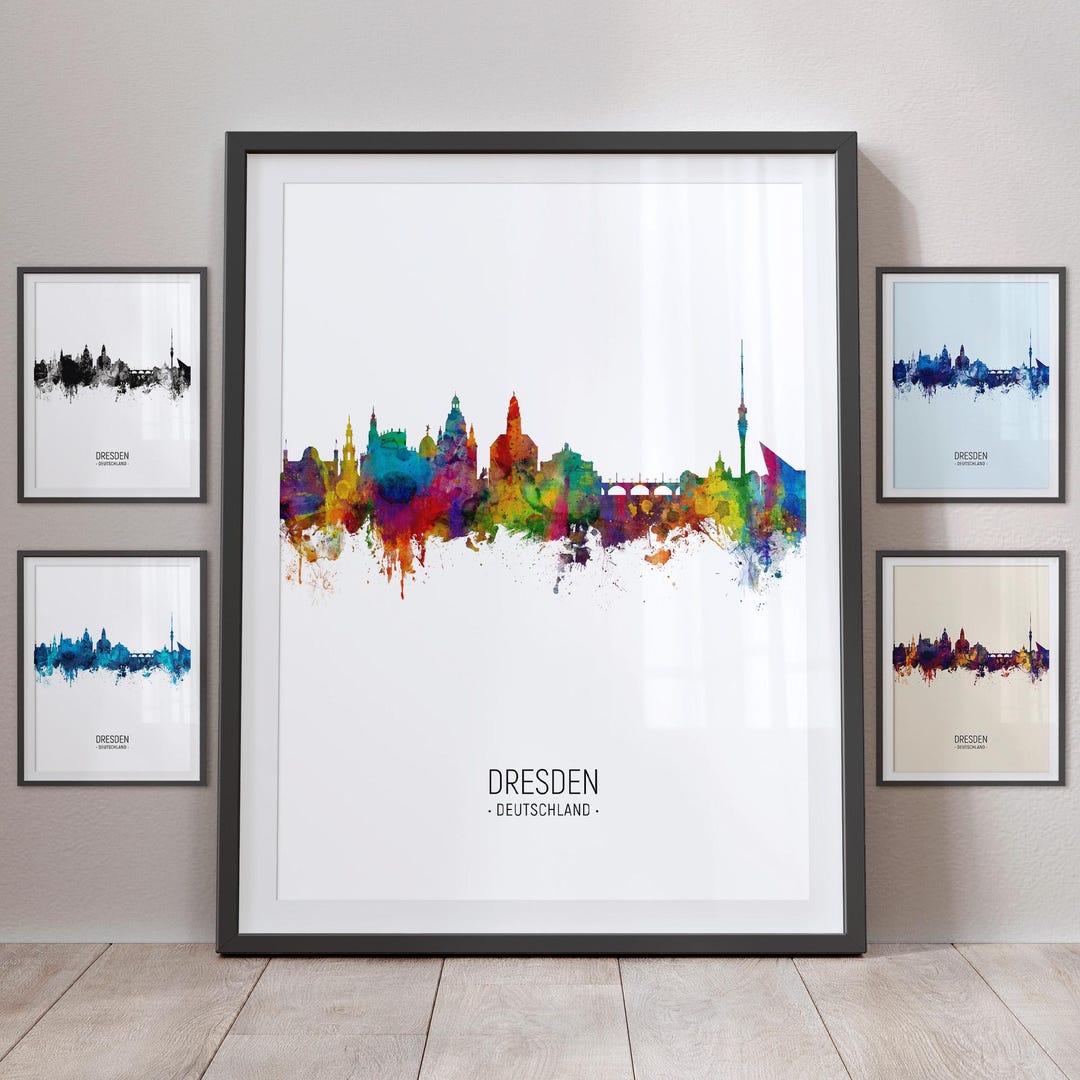 Dresden Skyline, Germany Cityscape Art Print Poster Portrait - PX (5106 ...