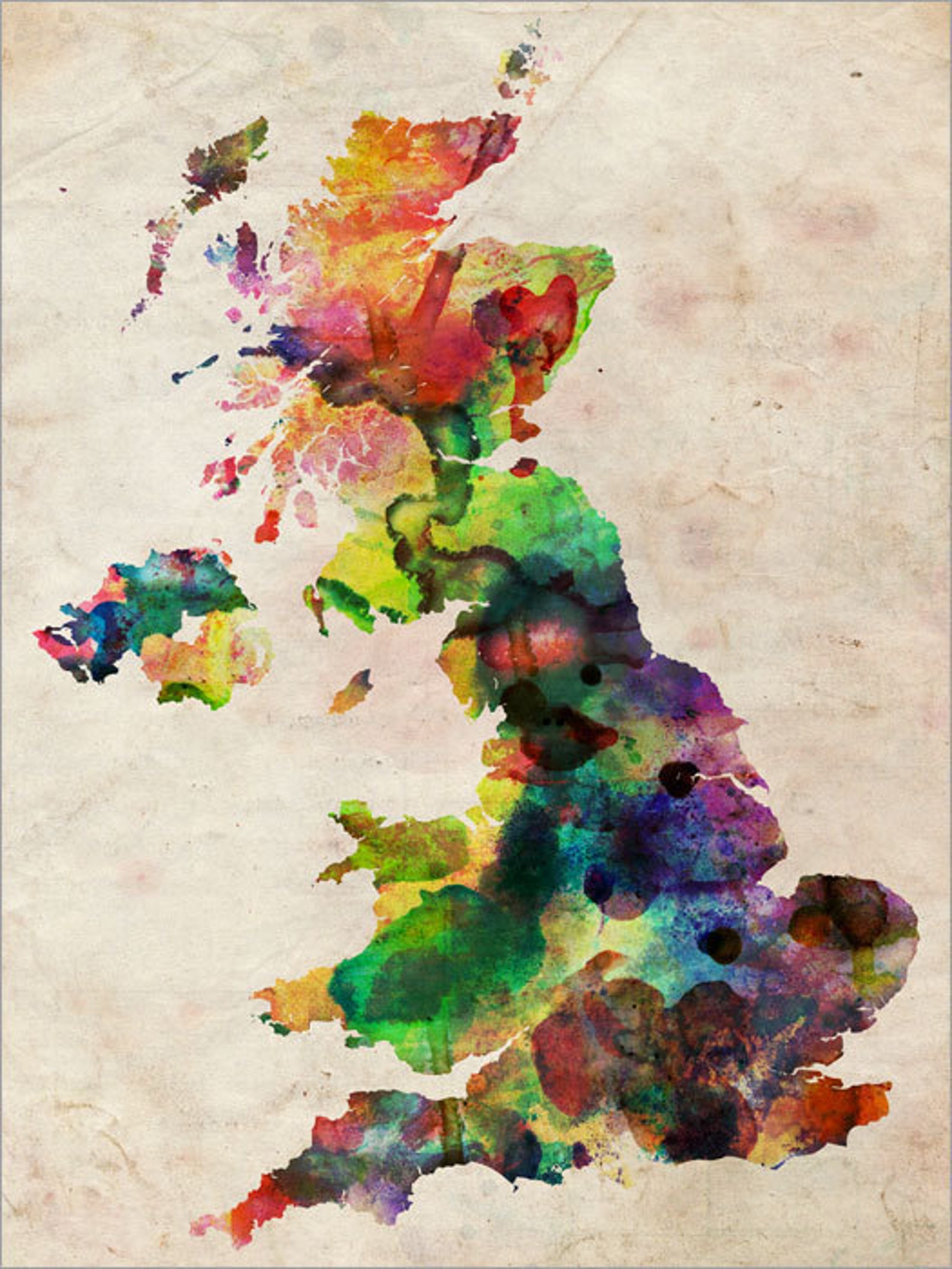 Great Britain UK Watercolor Map Art Print 239 - Etsy