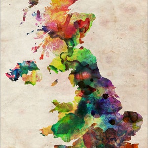 Great Britain UK Watercolor Map, Art Print - (239) - Etsy