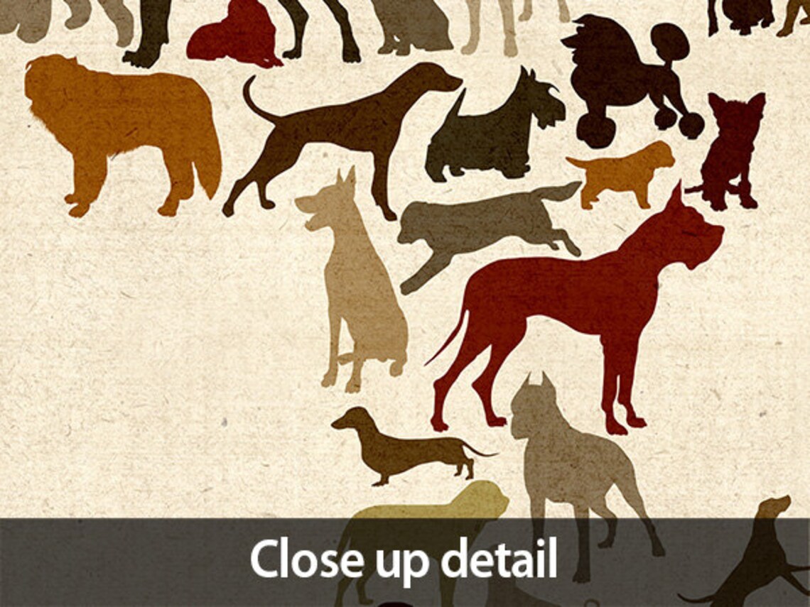 Dogs Map of the World Map Art Print 1140 | Etsy