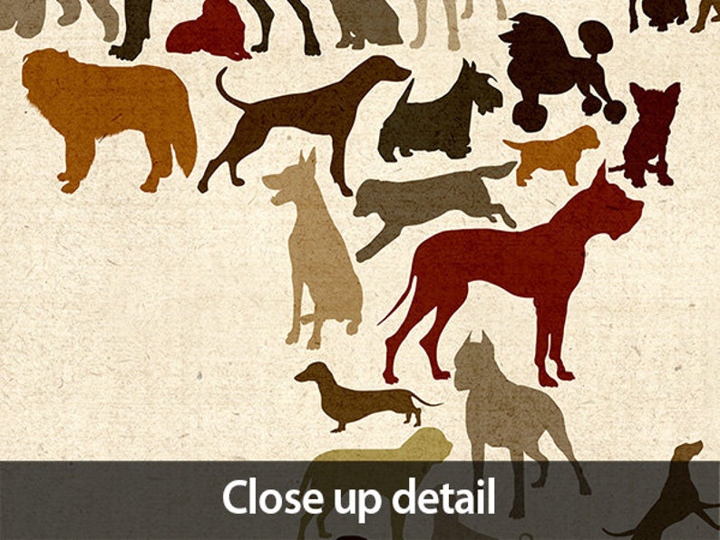 Dogs Map of the World Map Art Print 1140 - Etsy