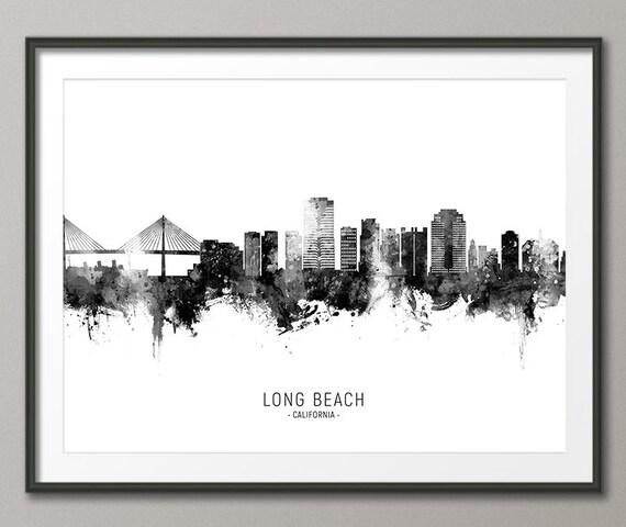 Long Beach Skyline Long Beach California Cityscape Art Print | Etsy
