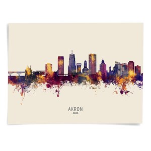 Akron Skyline Ohio, Cityscape Painting Art Print Poster CX (24614) - Etsy