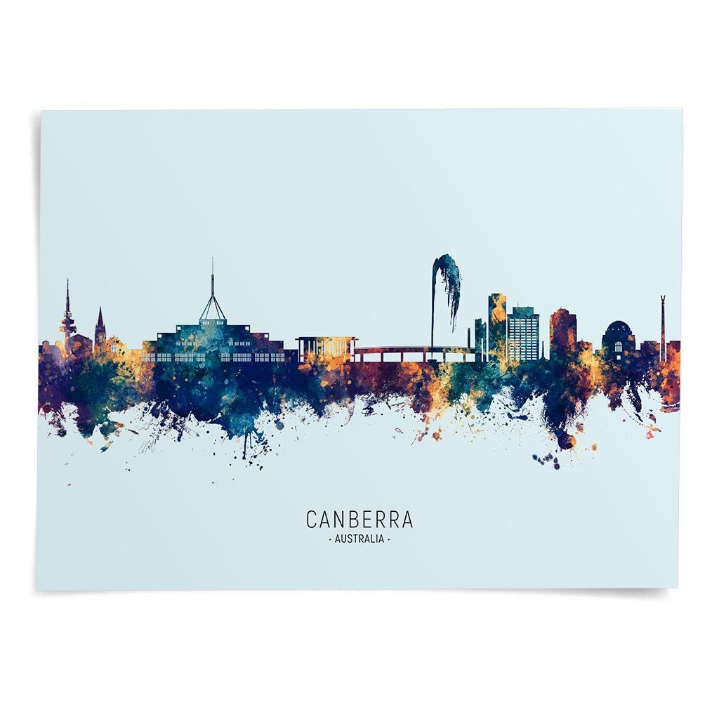 Canberra Skyline Australia, Cityscape Painting Art Print Poster CX ...