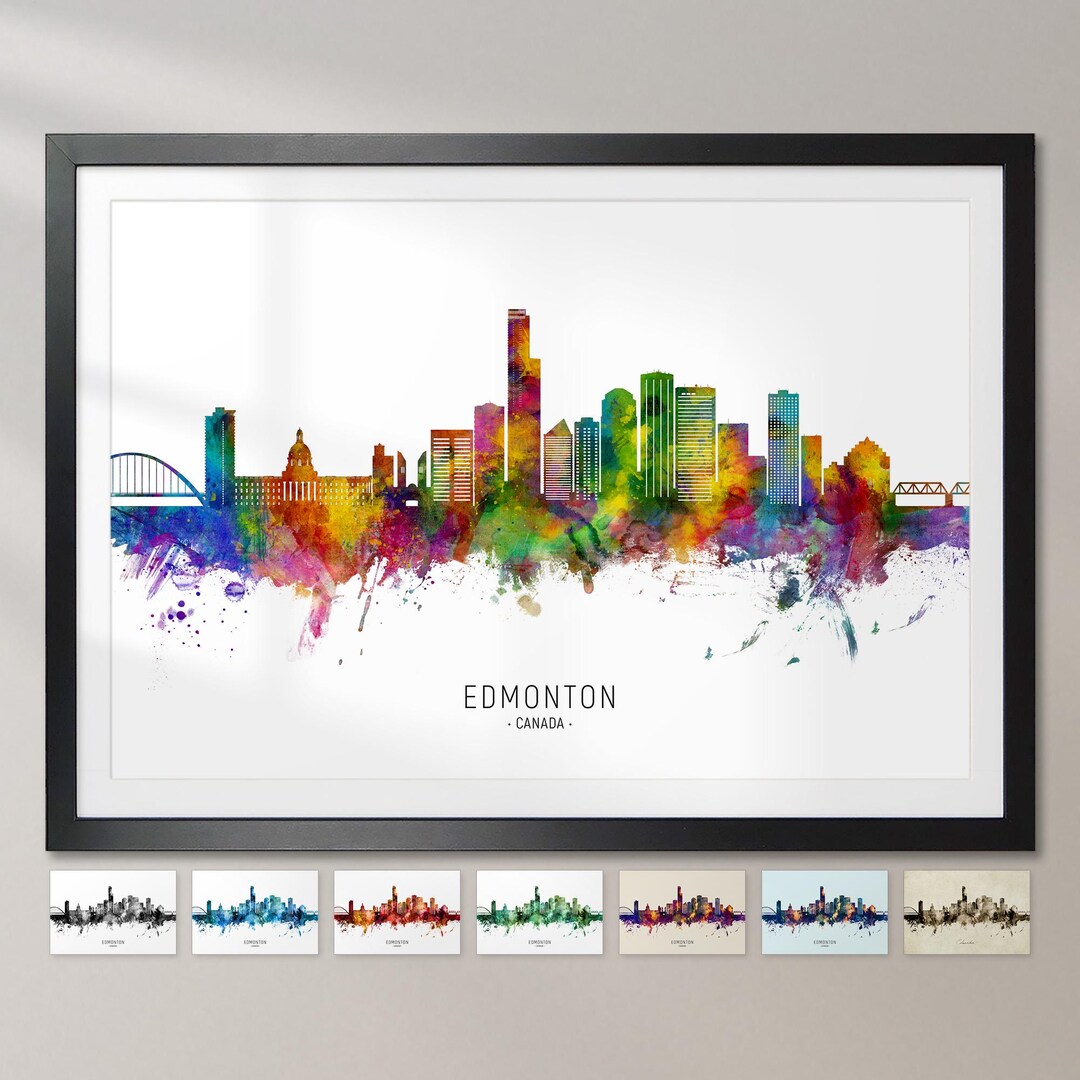 Edmonton Skyline Canada, Cityscape Painting Art Print Poster CX (26997 ...