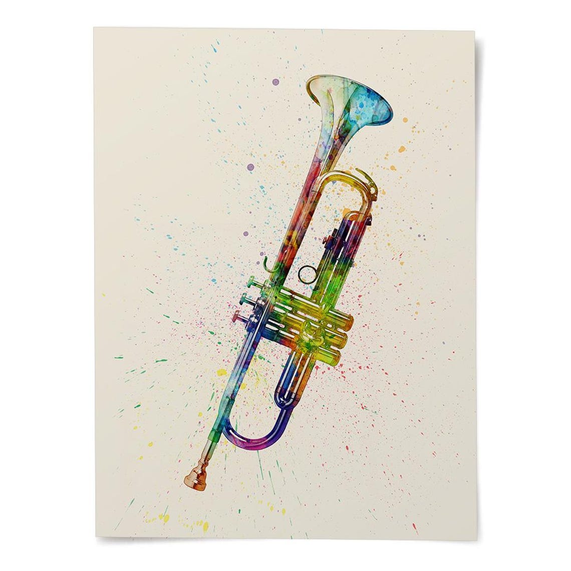 Trumpet, Abstract Watercolor Music Instrument - Art Print Poster (1999 ...